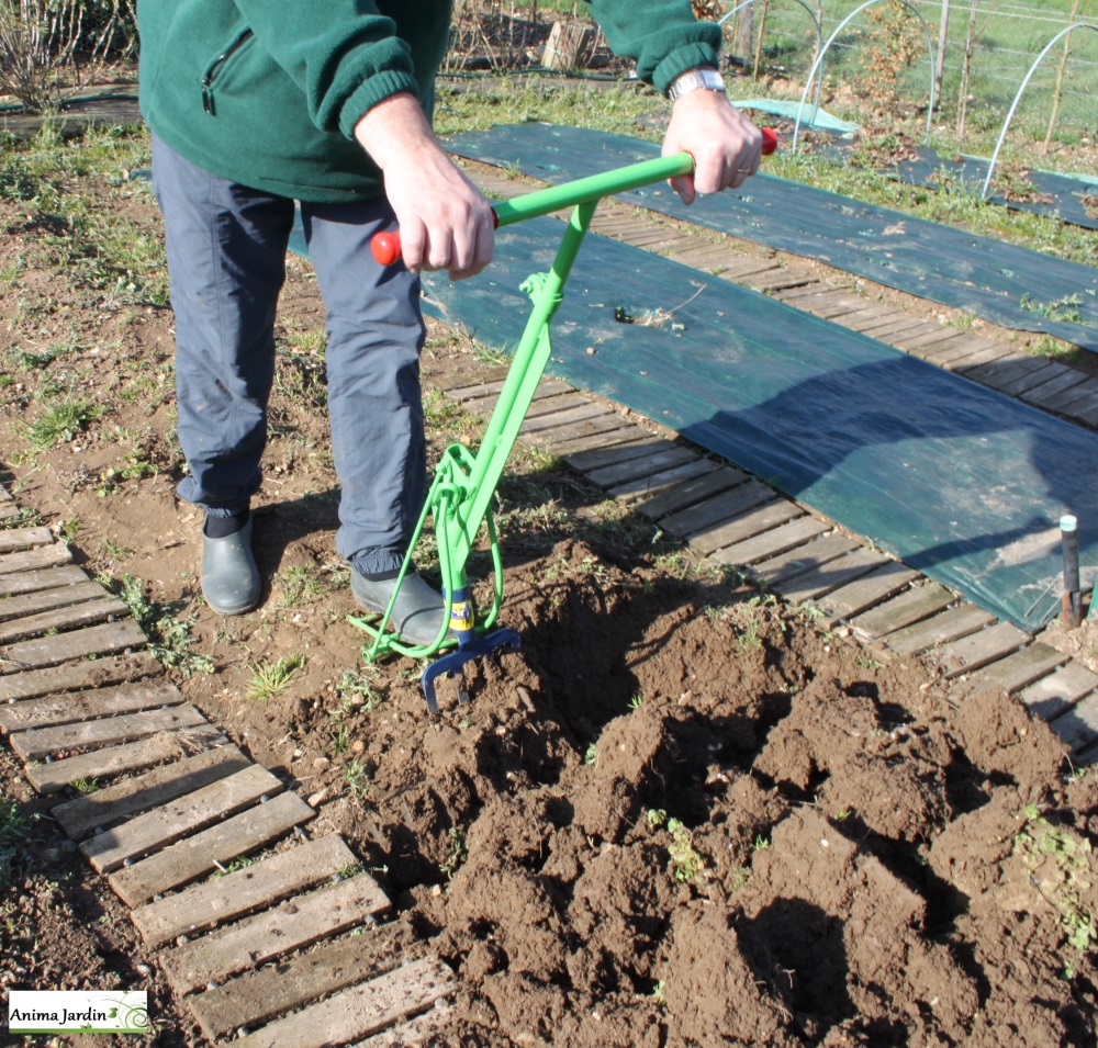 Fourche à bêcher automatique, sans efforts, retourne la terre, confort pour le dos, achat